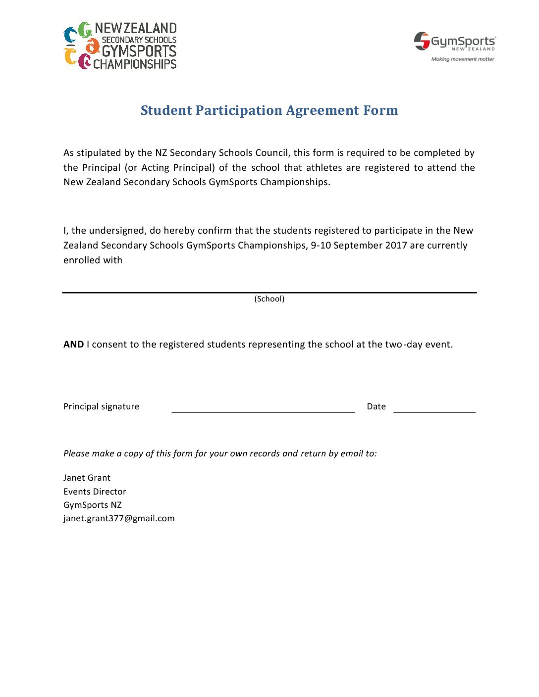 Student Participation Agreement Form NZSS 2017 – Rhythmic | GymnasticsNZ