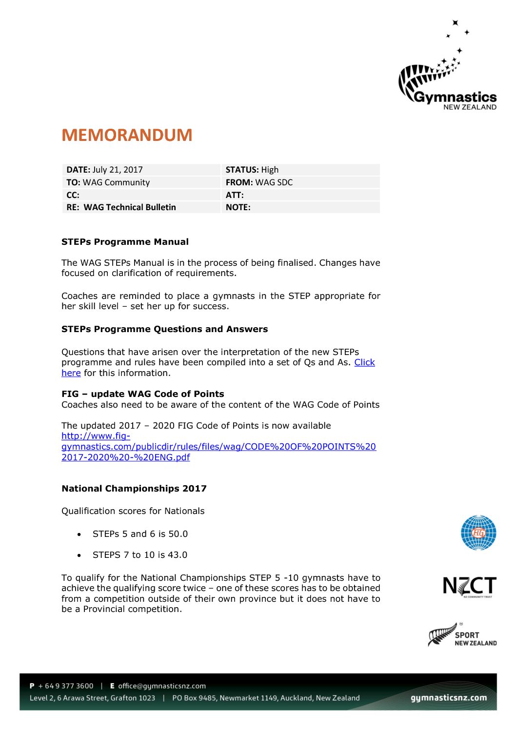 WAG Technical Bulletin 21.07.17 | GymnasticsNZ