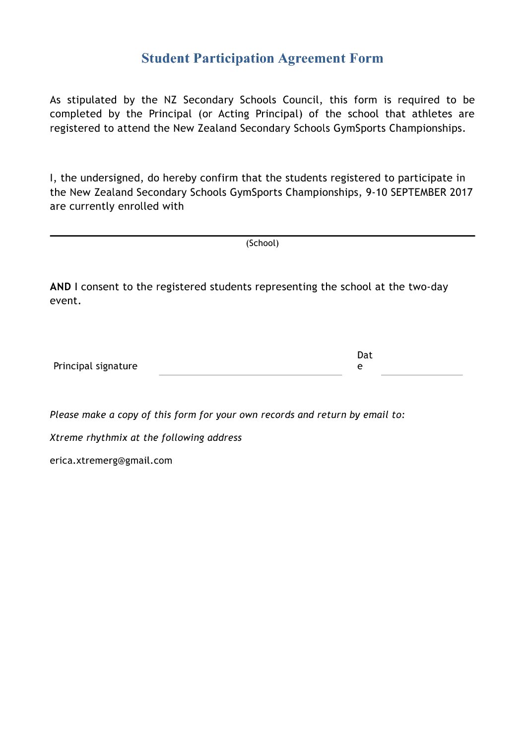 RG – nzss student participation agreement form NZSS 2017 | GymnasticsNZ