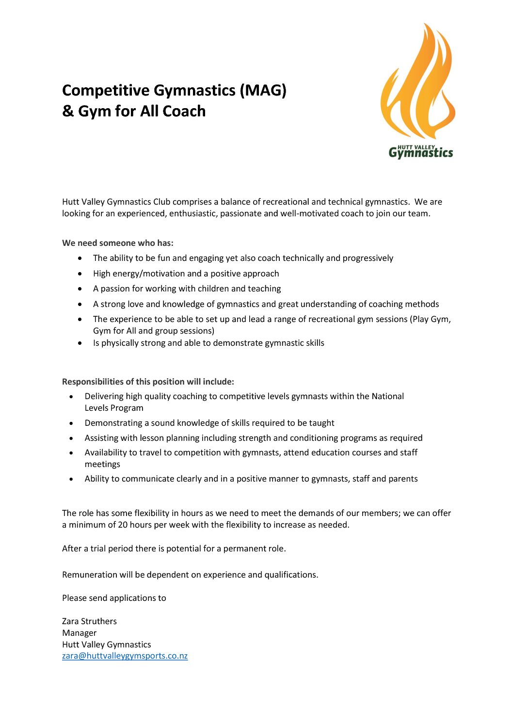 Competitive Gymnastics MAG & Gym for All Coach | GymnasticsNZ