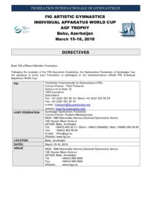 2018 World Cup Baku – Directives | GymnasticsNZ