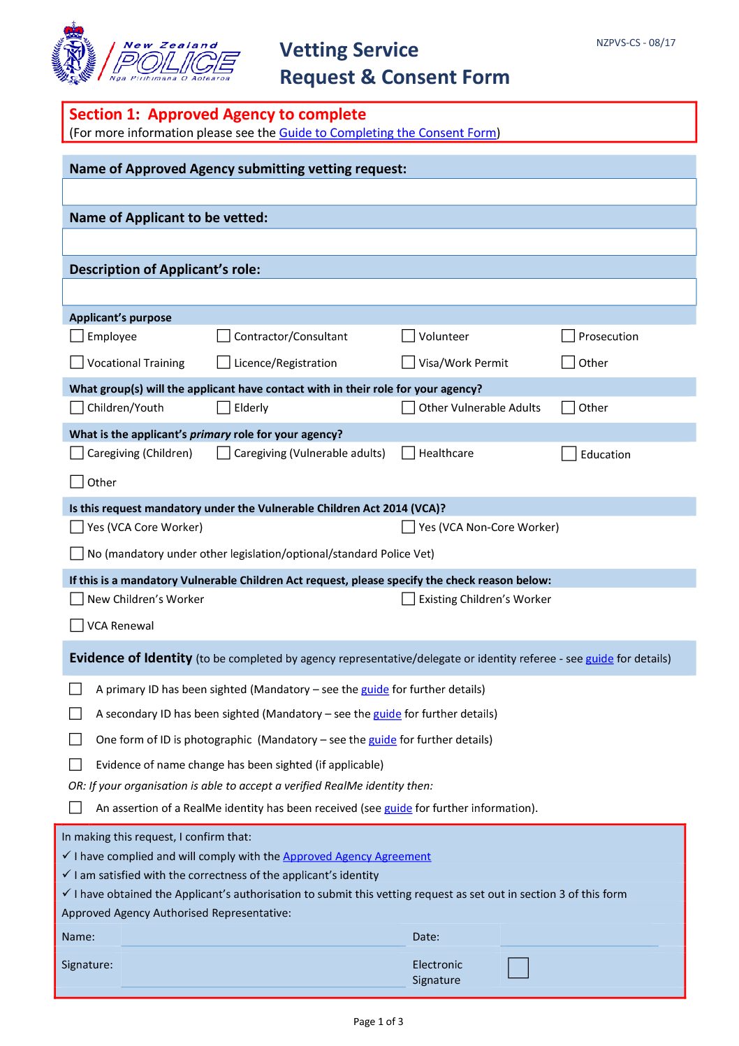 NZ Police vetting request (pdf) | GymnasticsNZ